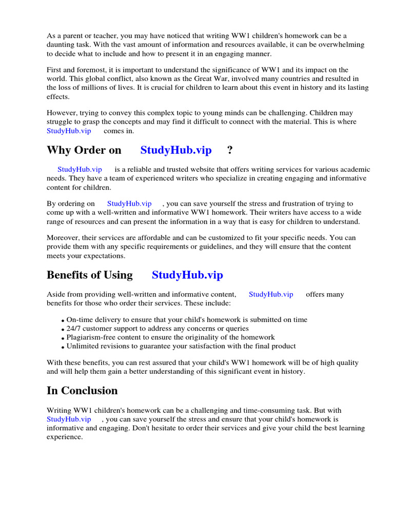 Ww1 Childrens Homework | PDF | Homework | Home Front During World War II