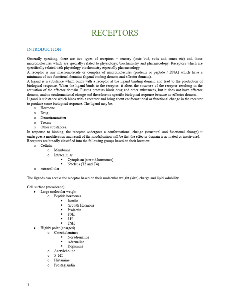 RECEPTORS | PDF | Cell Signaling | Hormone