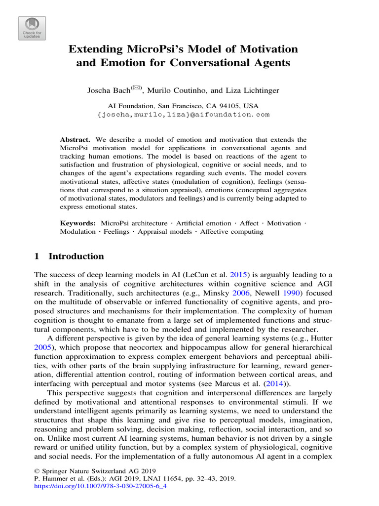2019_Extending MicroPsi’s model of motivation and emotion for conversational agents | PDF ...