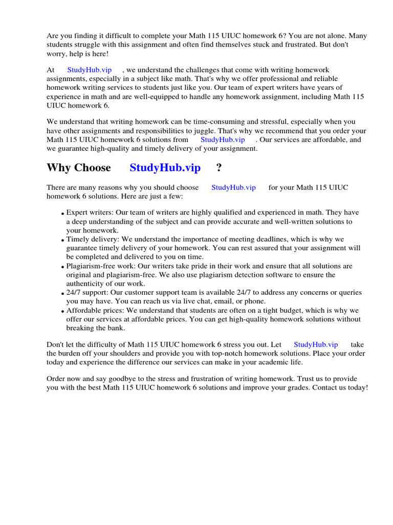 Math 115 Uiuc Written Homework 6 Solutions | PDF | Mathematics | Homework