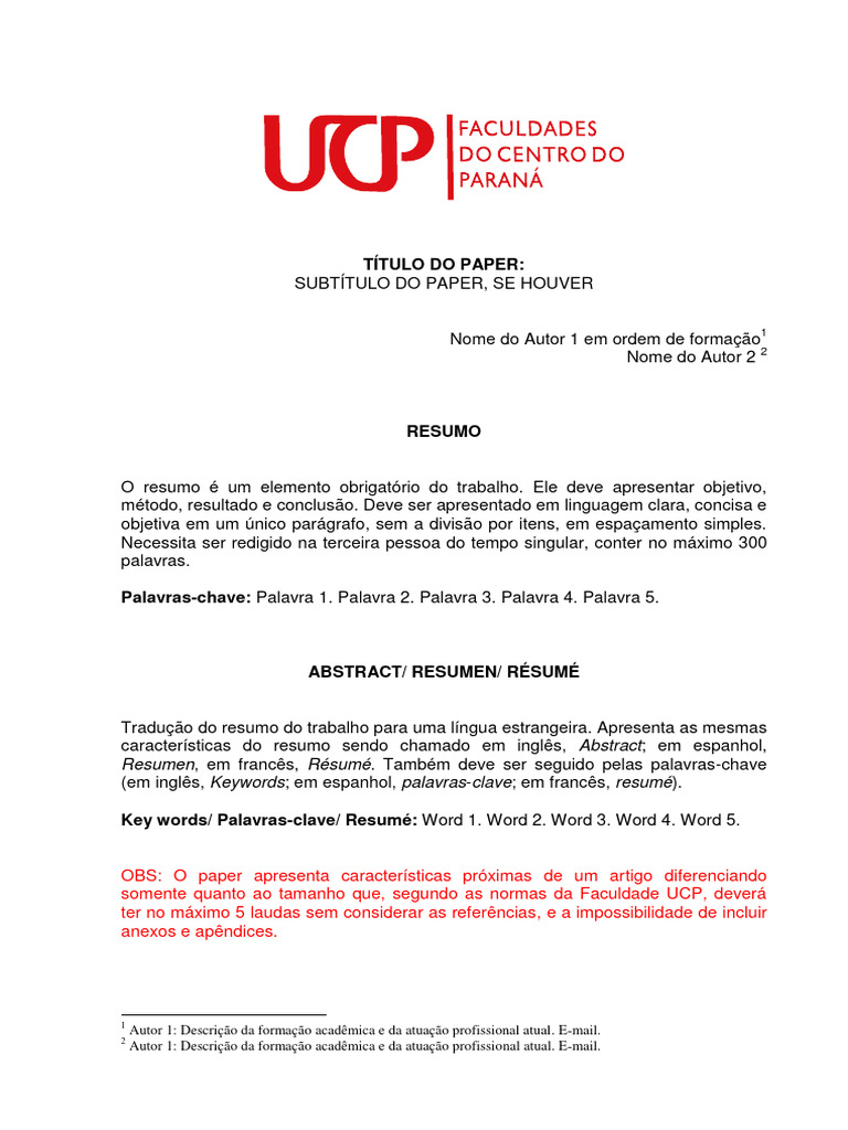 Modelo Paper Segundo Manual Normas Coligadas | PDF | Abstract (resumo) | Livros