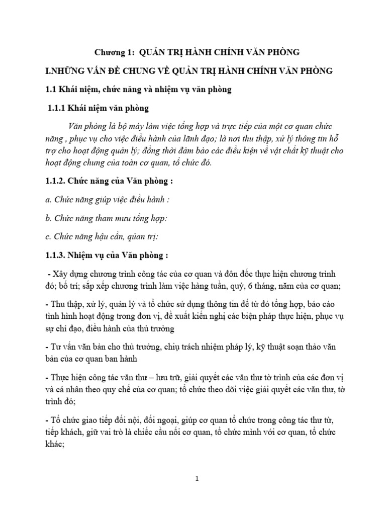 Đề Cương Bài Giảng QTHCVP Cho Sinh Viên | PDF