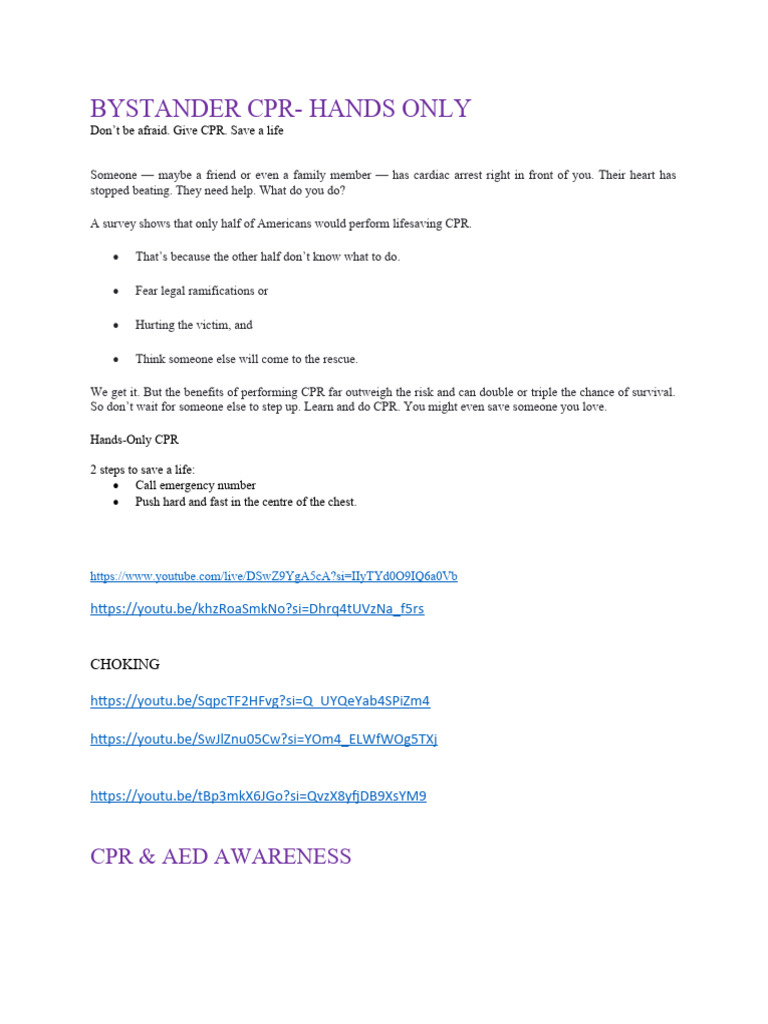 Hands-Only CPR: Save a Life Today | PDF | Lifestyle