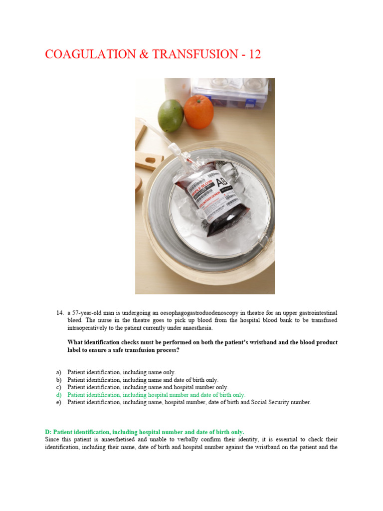 Coagulation and Blood Transfusion | PDF | Blood Type | Clinical Medicine