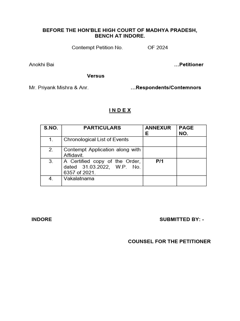 Contempt Petition - Lahsangaav | Download Free PDF | Judiciaries ...