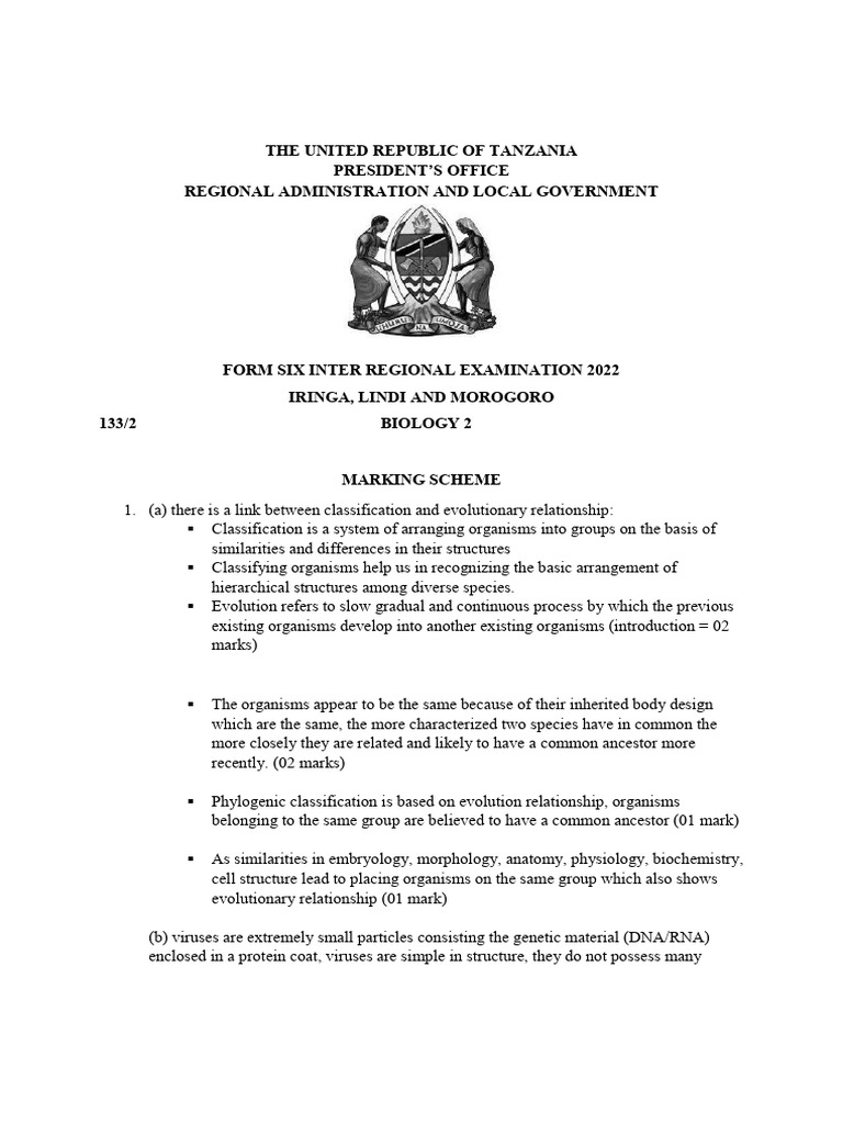 Biology 2 Marking Guide | PDF | Translation (Biology) | Biology