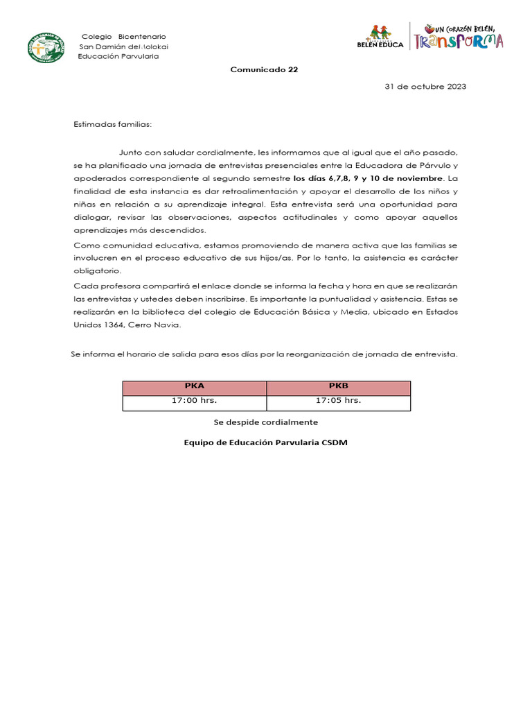 Comunicado 22 Jornada Entrevista Ok | PDF