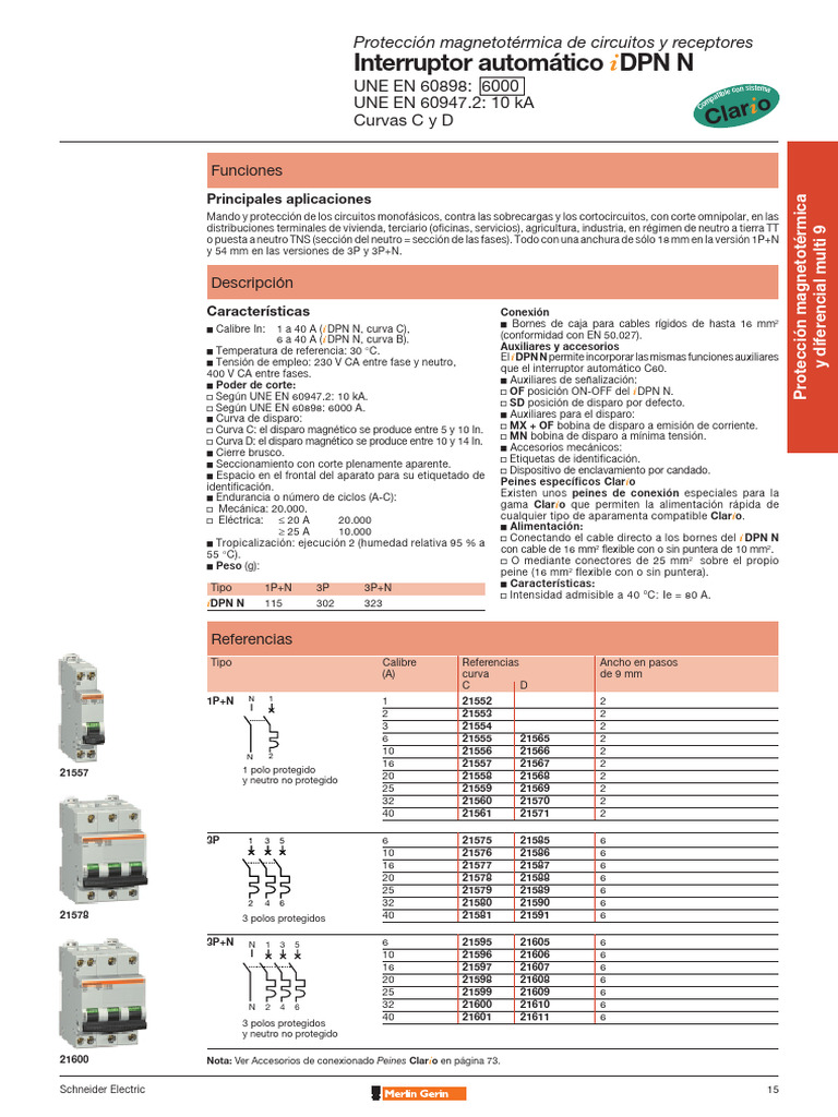 Interruptor Automático DPN N: Clar o | PDF | Electromagnetismo | Equipo ...