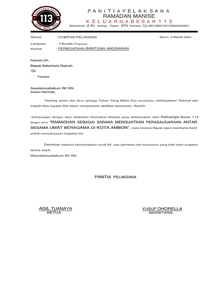 Proposal Ramadhan Manise Keluarga Besar 113-5 6 6 | PDF