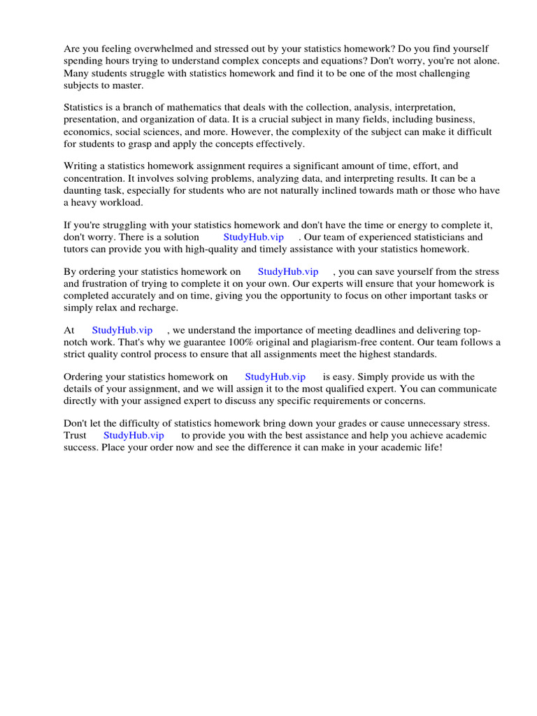 Statistics Homework For Pay | Download Free PDF | Statistics | Homework