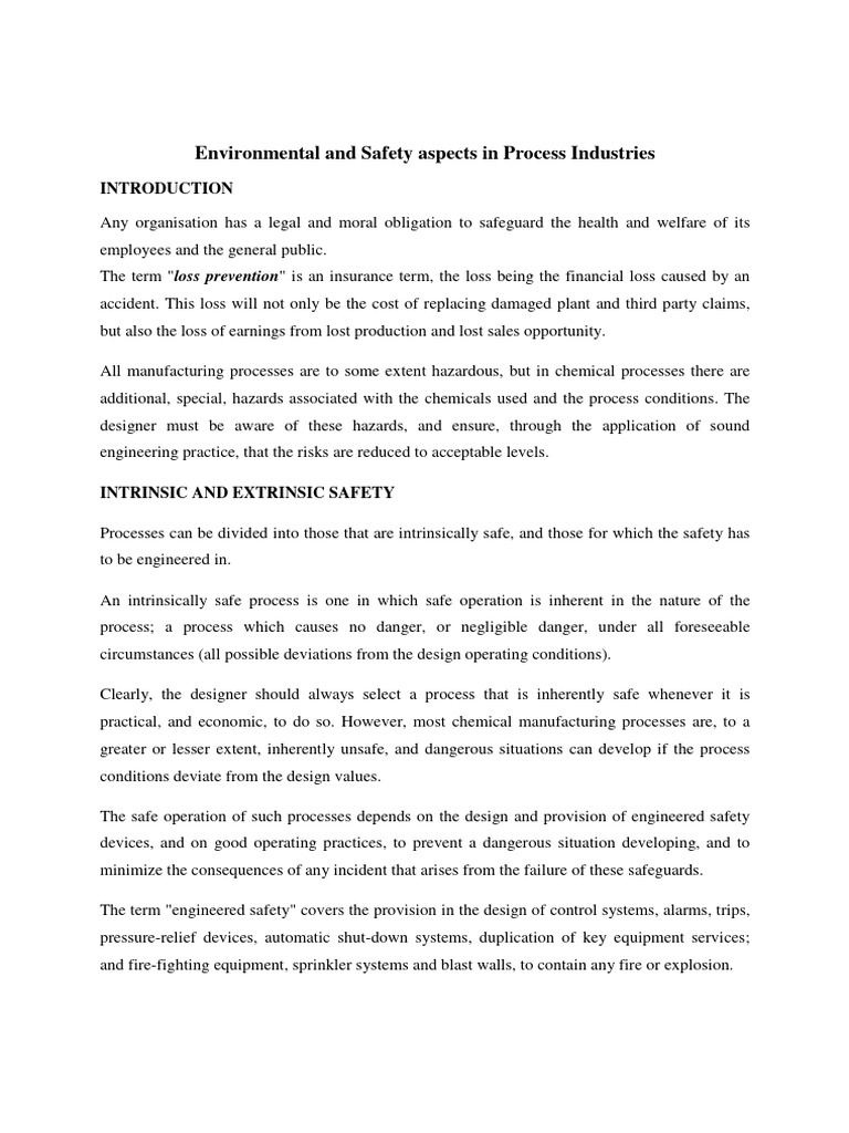 Environmental and Safety Aspects in Process Industries | PDF | Toxicity ...