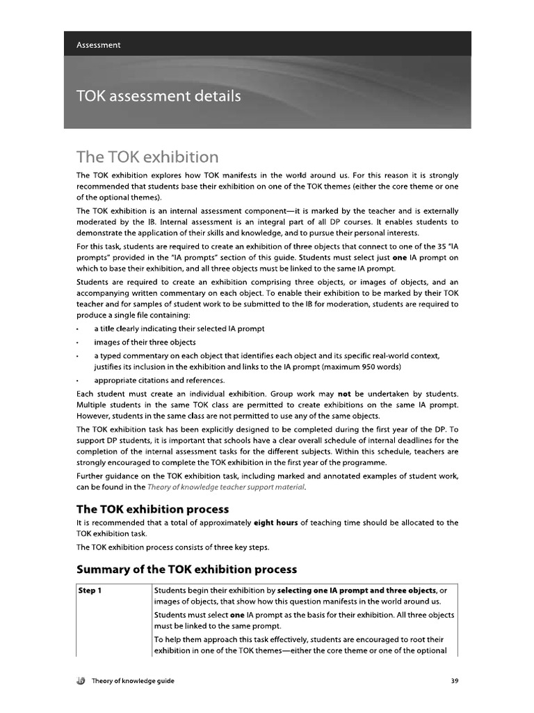 TOK Exhibition (From Guide) | PDF
