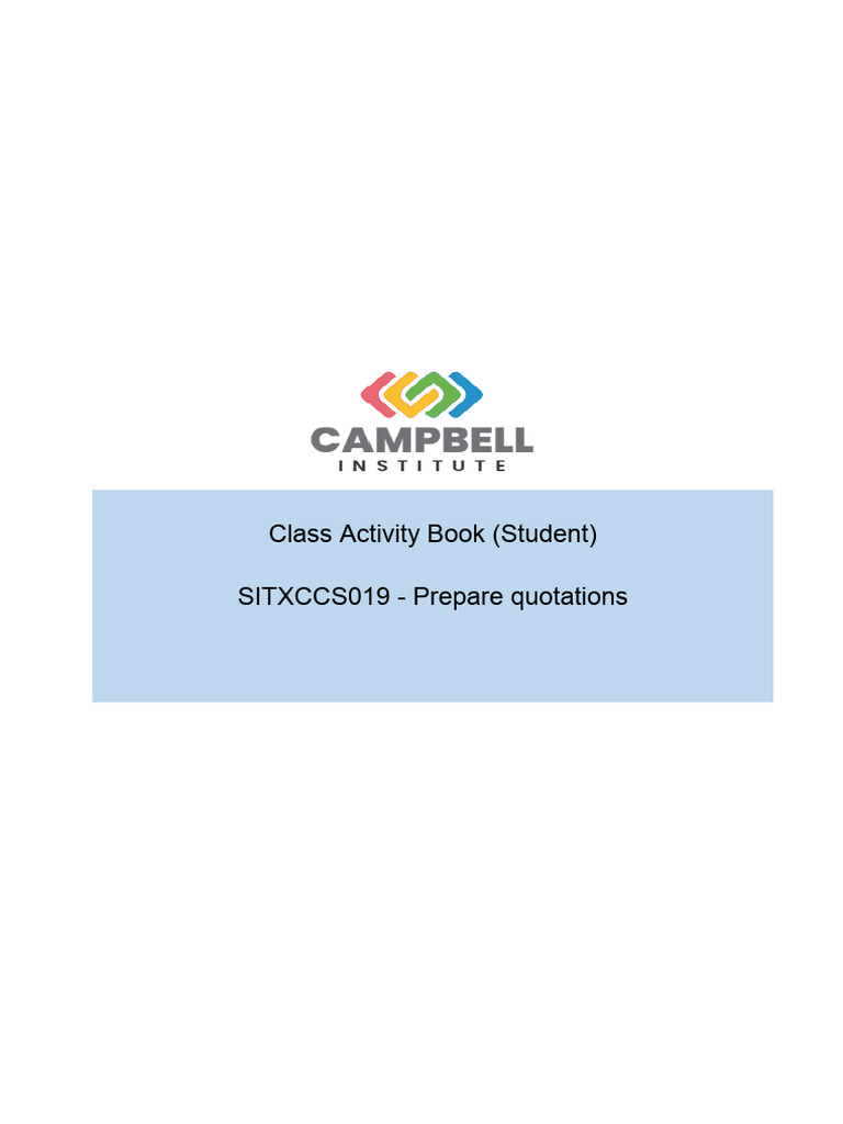 SITXCCS019 Chanchal Class Activity Book | PDF | Pricing | Product ...