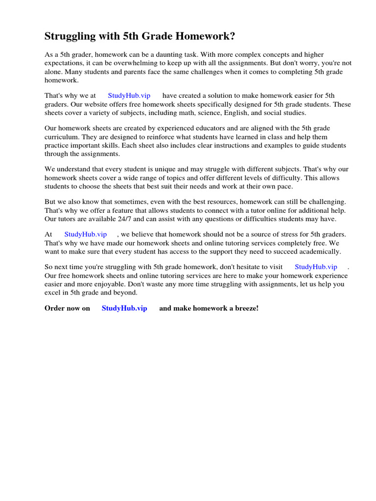 Free Homework Help for 5th Graders | PDF | Worksheet | Homework