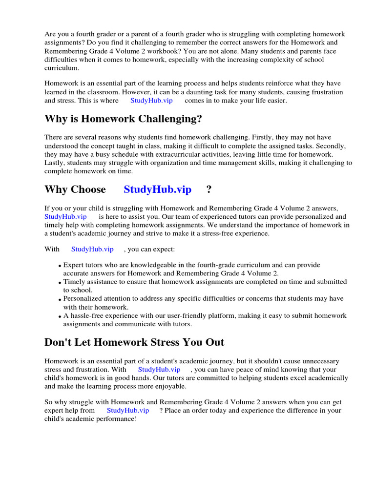 Homework and Remembering Grade 4 Volume 2 Answers | PDF | Homework ... Homework and Remembering Grade 4 Volume 2 Answers | PDF | Homework ...