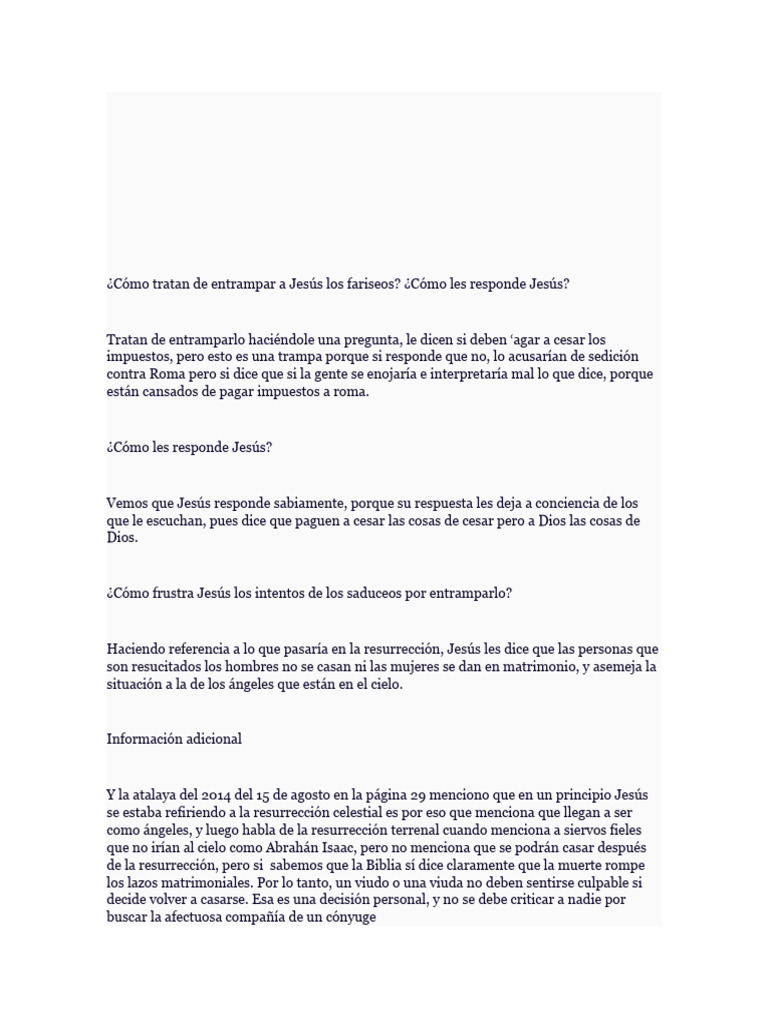 Tratan de Entrampar A Jesus | PDF | Jesús | Resurrección