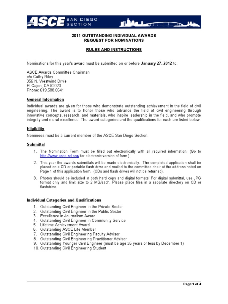 2011 ASCE SD Individual Nominations | PDF | Usb Flash Drive | Engineering