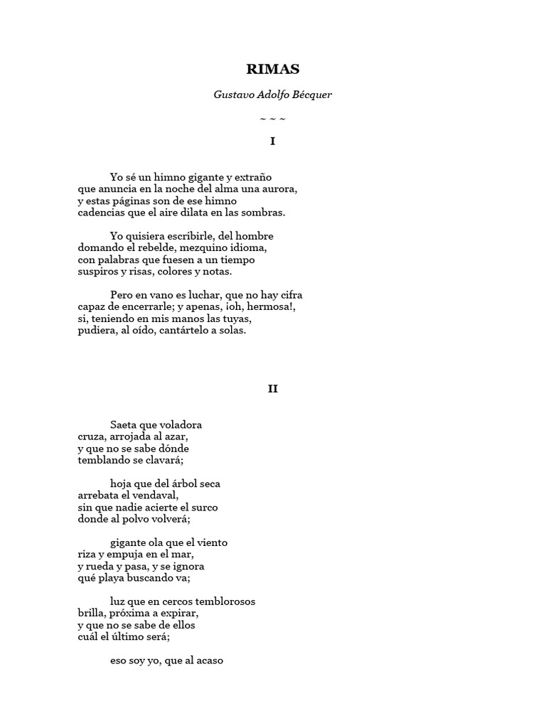 BECQUER GUSTAVO ADOLFO - Rimas | PDF | Cielo | Amor