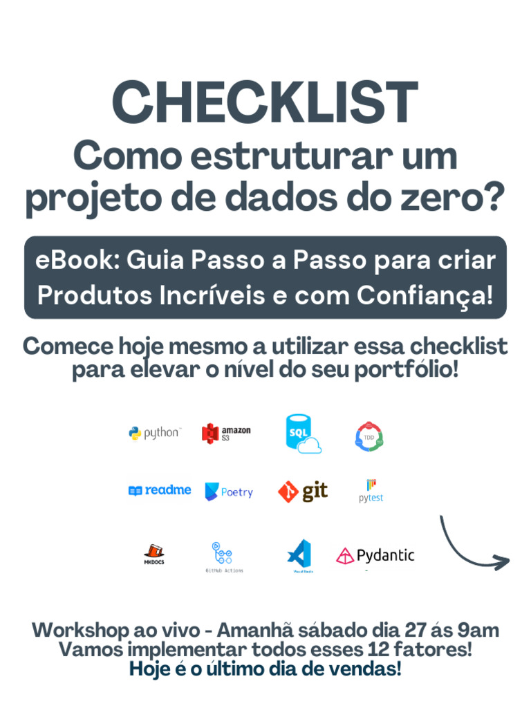 Checklist para Criar Projetos de Dados Do Zero | Download grátis PDF ...