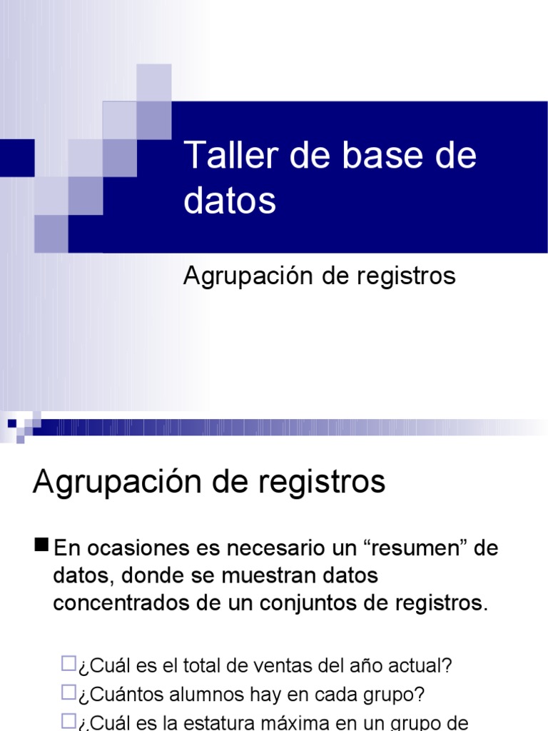 Agrupación y resumen de datos mediante funciones de agregación | PDF | SQL | Software de gestión ...