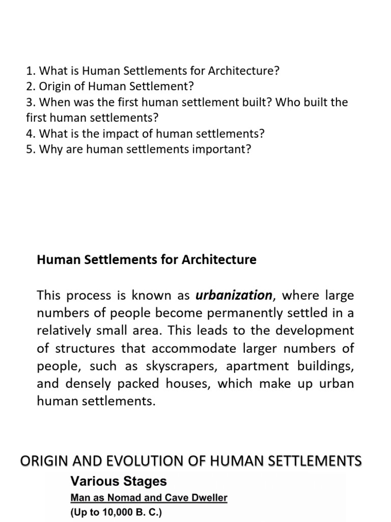 Urbanization & Human Settlements | PDF | Social Science | Travel
