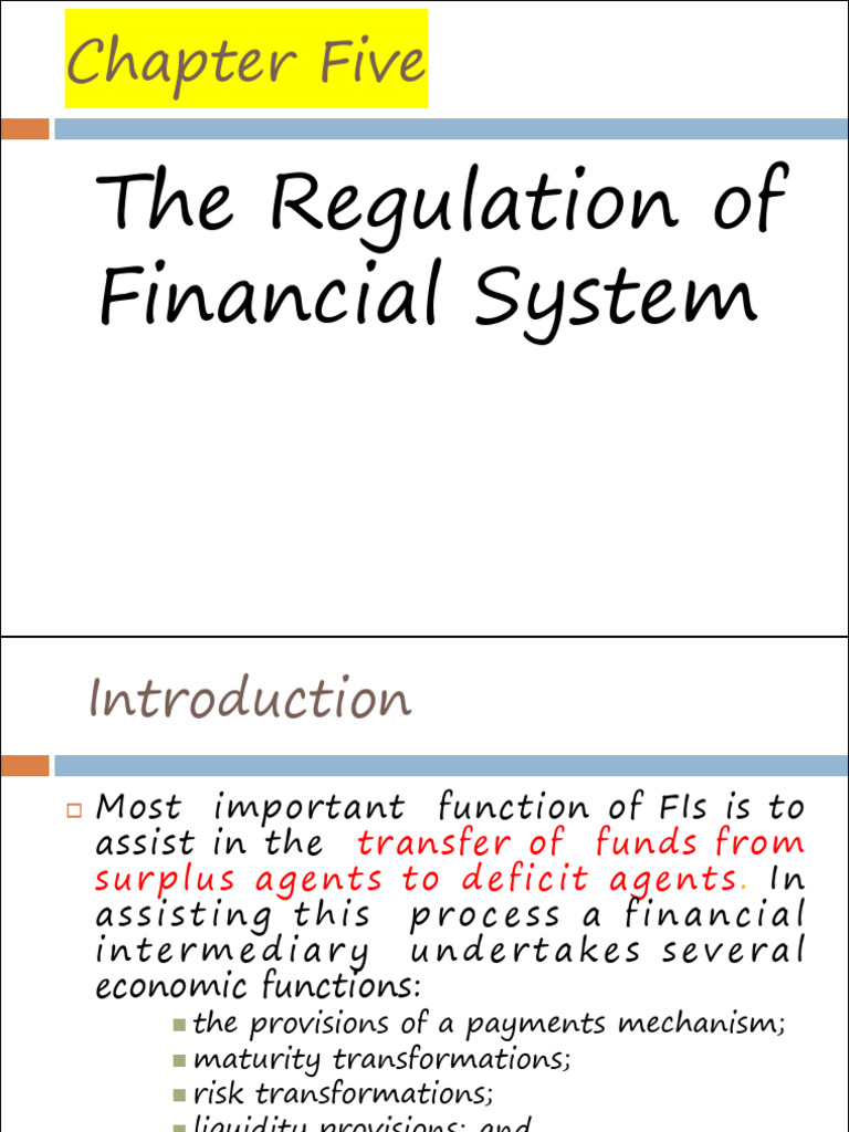 CH-5-Regulation of Financial System | PDF | Capital Adequacy Ratio | Banks