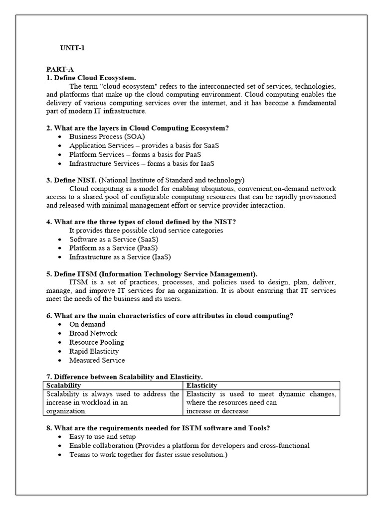 CSM Unit-1question Bank | PDF | Cloud Computing | Software As A Service