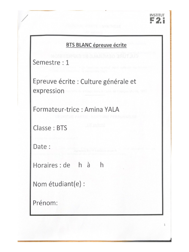 Bts Blanc Cultutre G | PDF