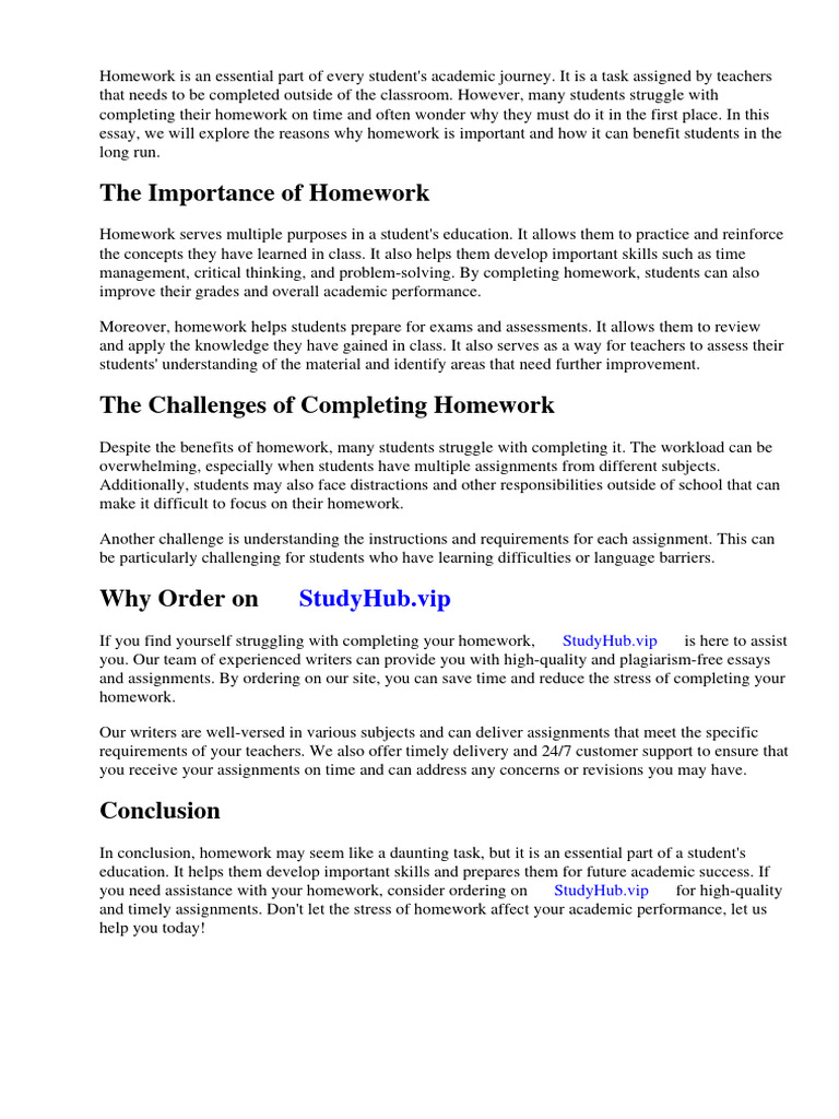 Why I Must Do My Homework Essay | PDF | Homework | Essays