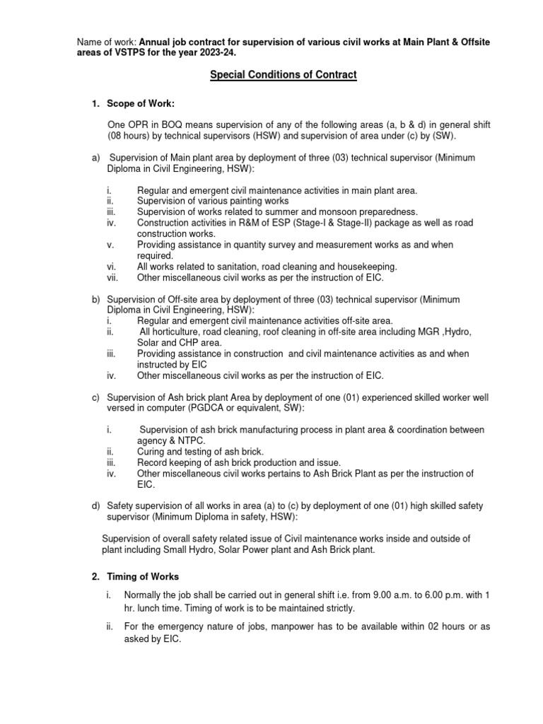 Annexure-I-Scope of Work | PDF | Employment | Safety