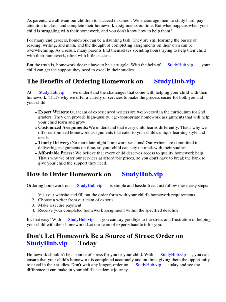 Homework For 2nd Graders | Download Free PDF | Worksheet | Homework