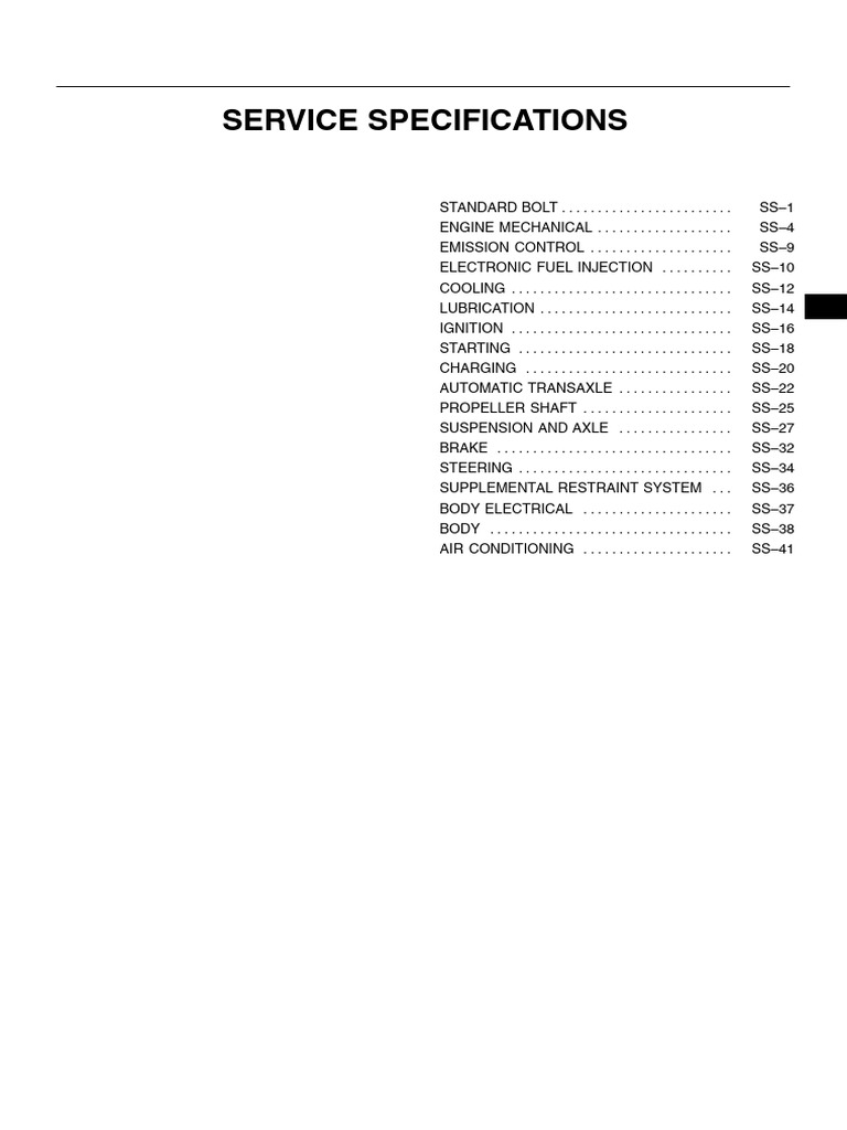 Service Specifications | PDF | Piston | Screw