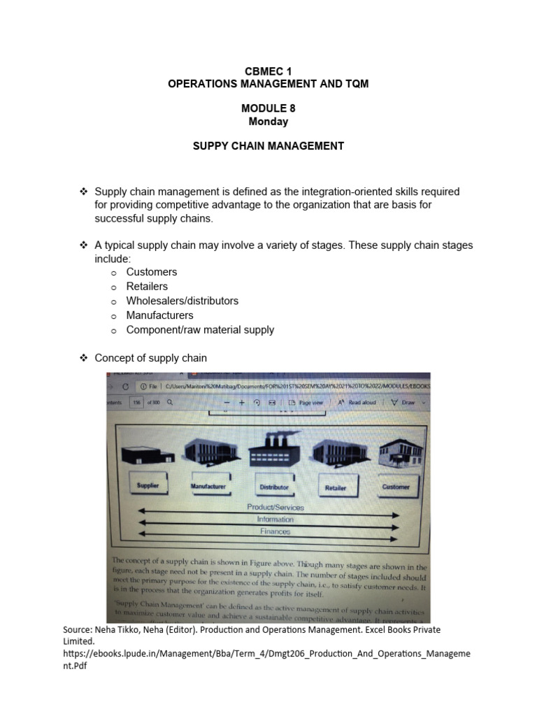 Cbmec 1 M8 Mon | PDF | Supply Chain | Supply Chain Management