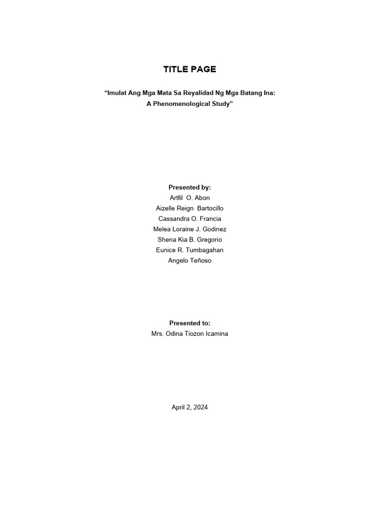 TITLE-PAGE | PDF | Adolescence | Experience