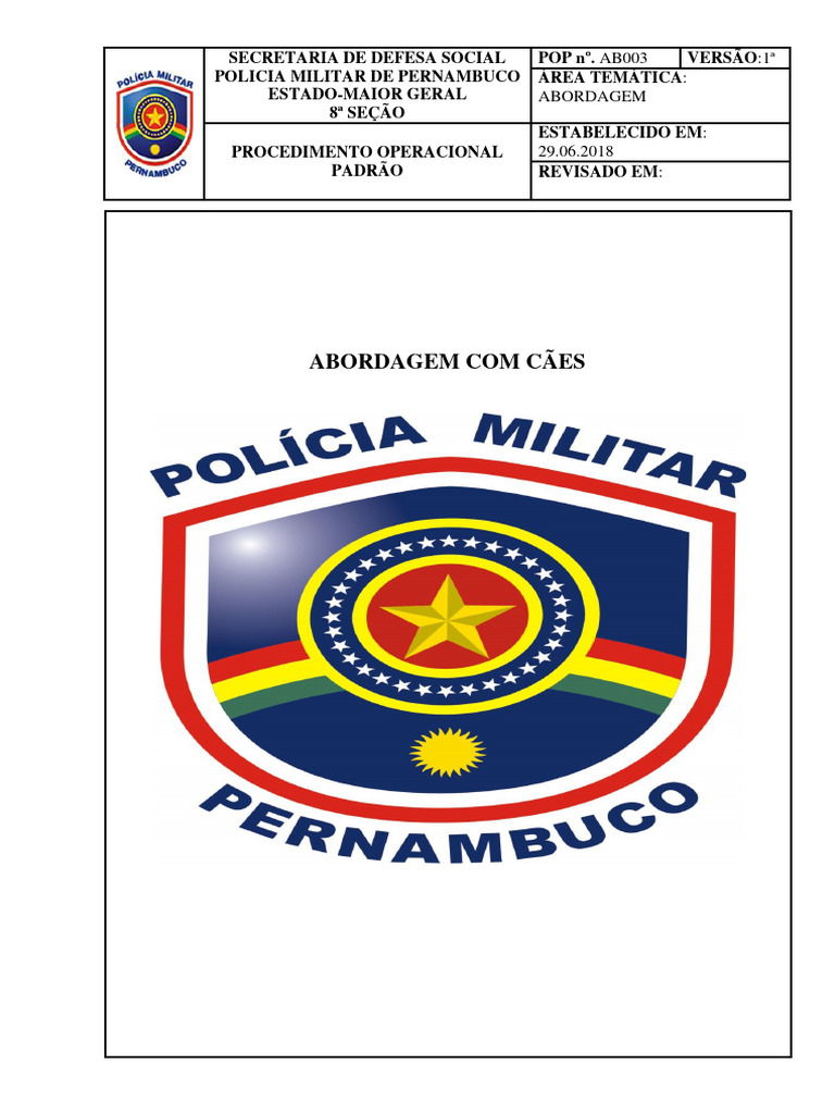 Procedimento de Abordagem com Cães | PDF | Polícia | Cães