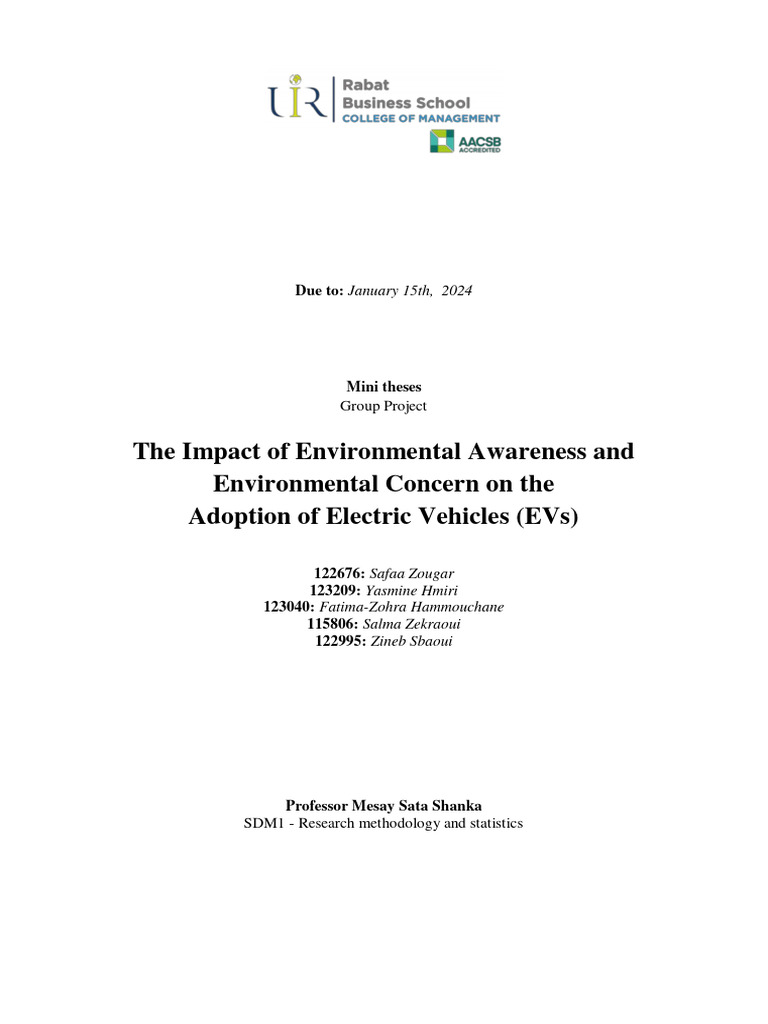 Environmental Awareness and EV Adoption | PDF | Survey Methodology ...