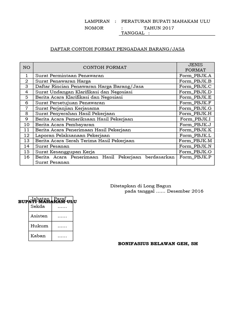 Contoh Format Pengadaan Barang/Jasa | PDF