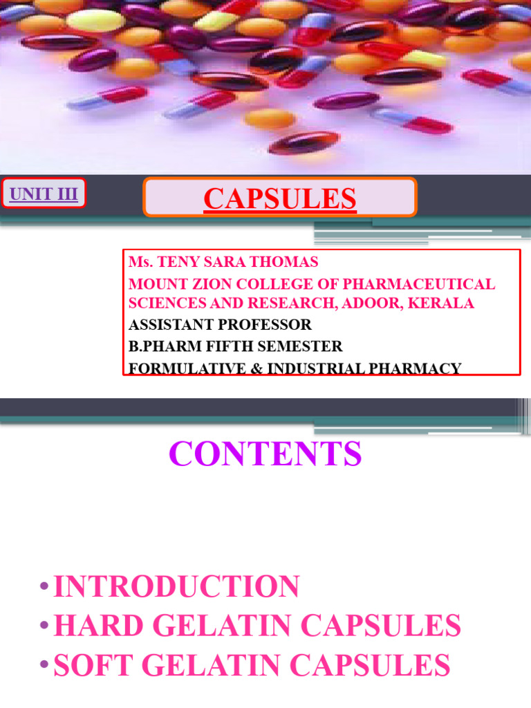 Capsules by Teny Sara Thomas | PDF | Tablet (Pharmacy) | Gelatin