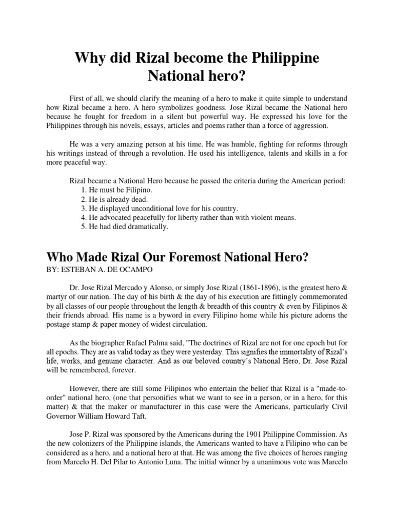 Rizal: The Philippines' National Hero | PDF | Philippines