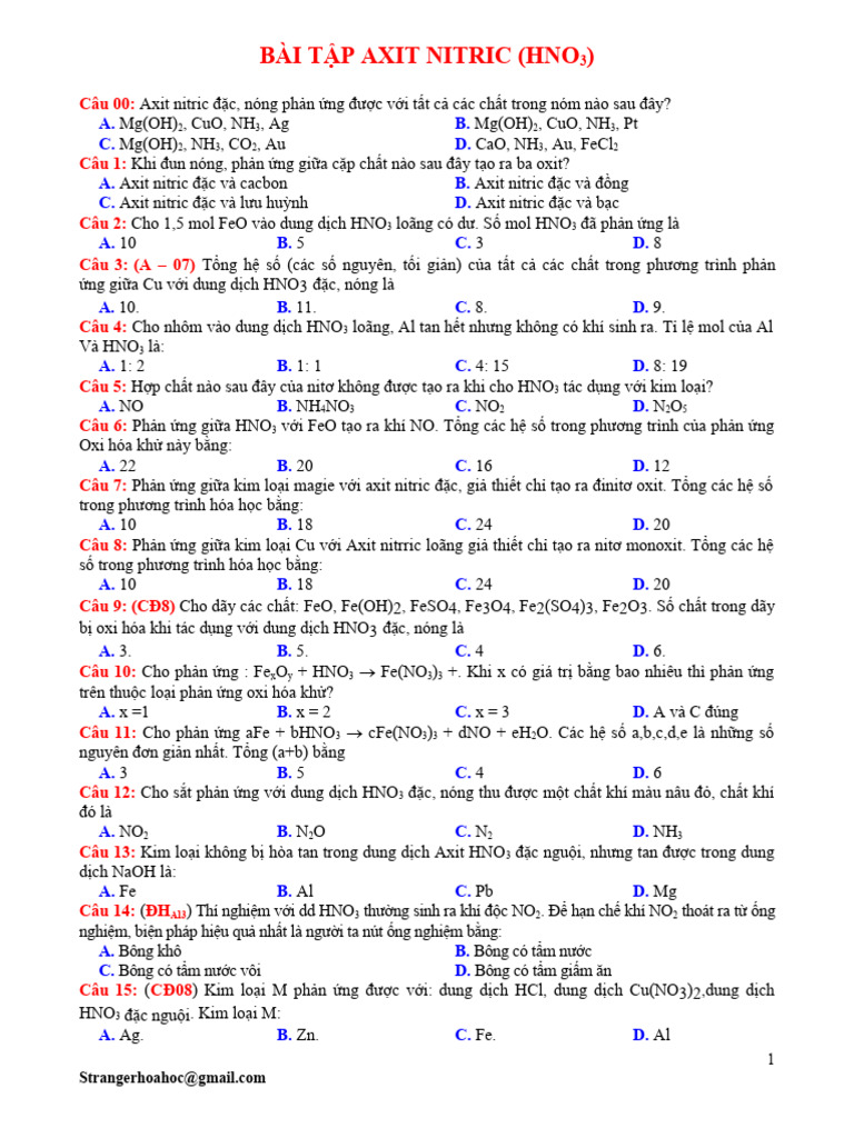 Bai Tap Axit HNO3 | PDF