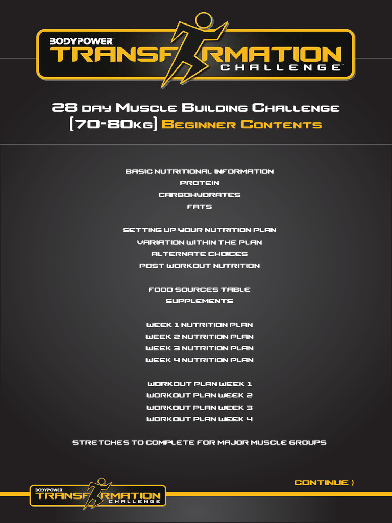 1 - 28 Day Muscle Building Challenge 70-80 Beginner | PDF | High ...