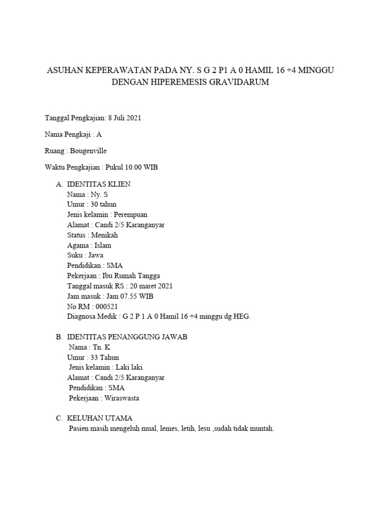 Askep Hiperemasis Gravidarum Klp1 | PDF | Kesehatan Holistik