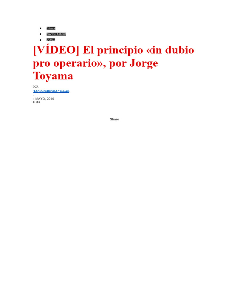In Dubio Pro Operario: Principios Laborales | PDF | Justicia | Crimen y ...
