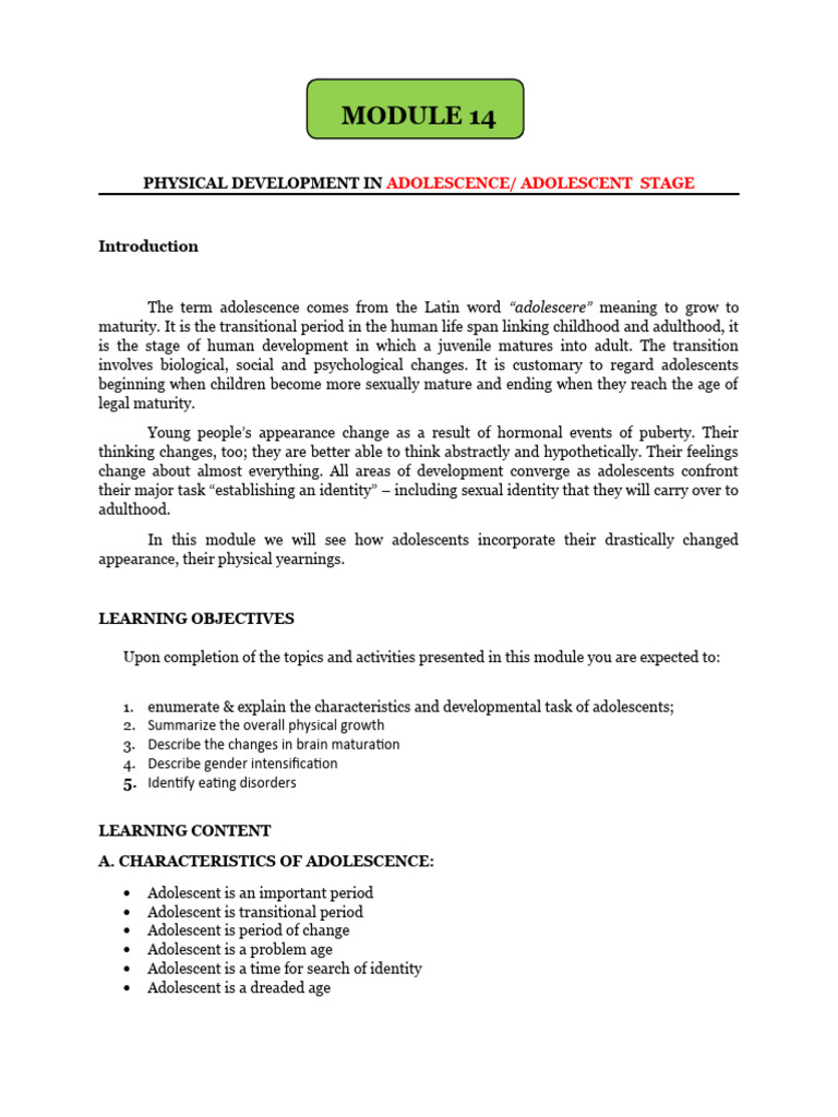 Module 14 | Download Free PDF | Adolescence | Puberty