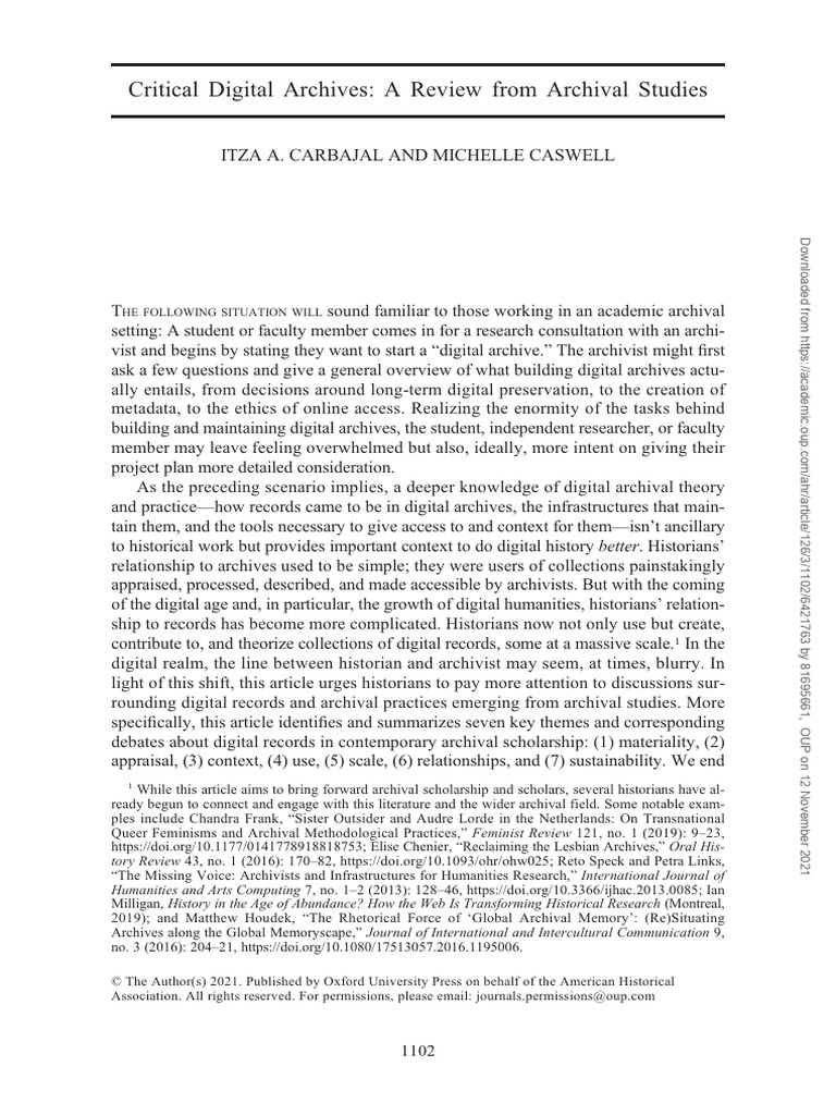 Critical Insights on Digital Archives | PDF | Metadata | Archivist