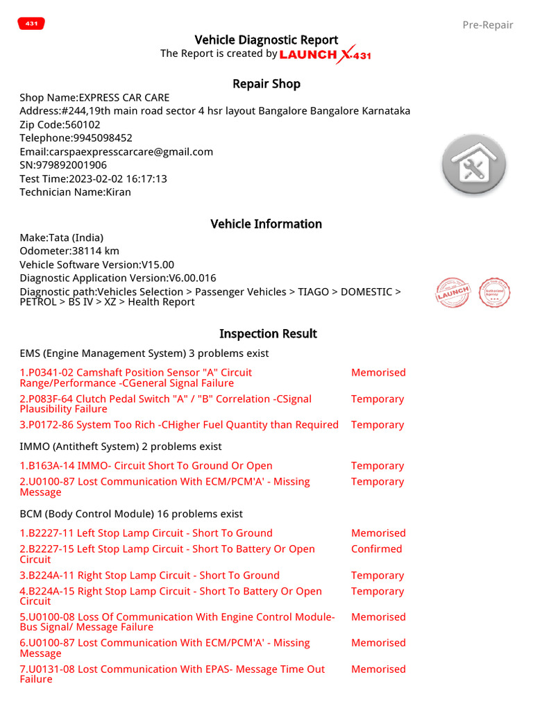 Vehicle Diagnostic Report | Download Free PDF | Anti Lock Braking ...
