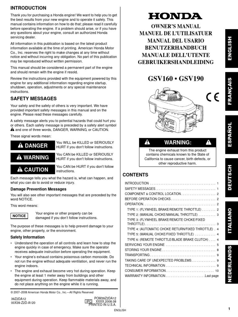 Tondeuse Honda Gcv 160 Revue Technique