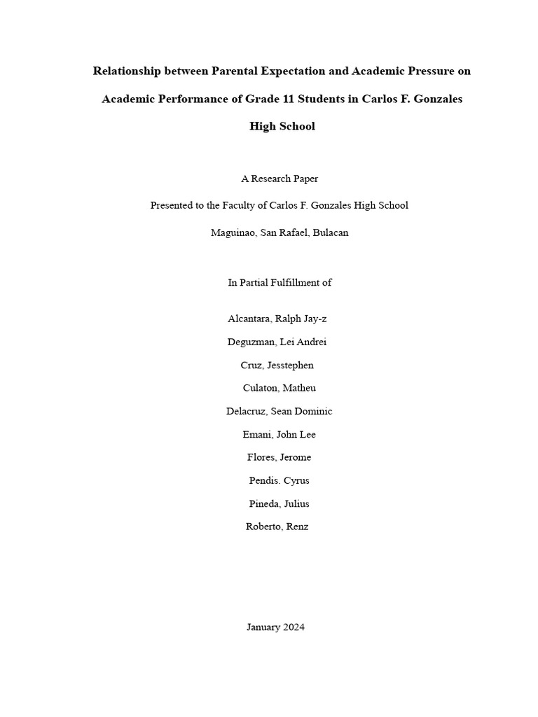 Parental Expectations and Academic Pressure | PDF | Survey Methodology ...