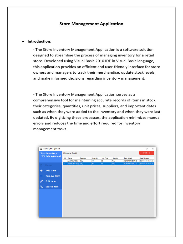 Store Management Application | PDF | Usability | Inventory
