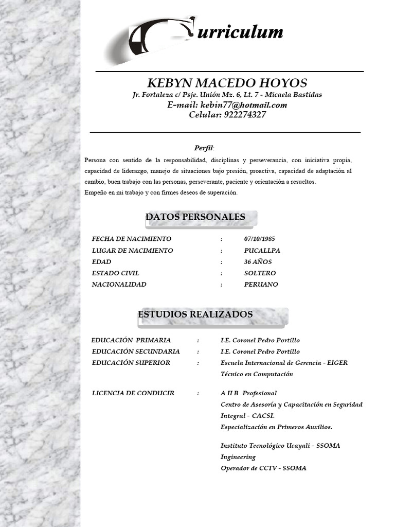 CV KEBYN 2022 | PDF | Documento de identidad